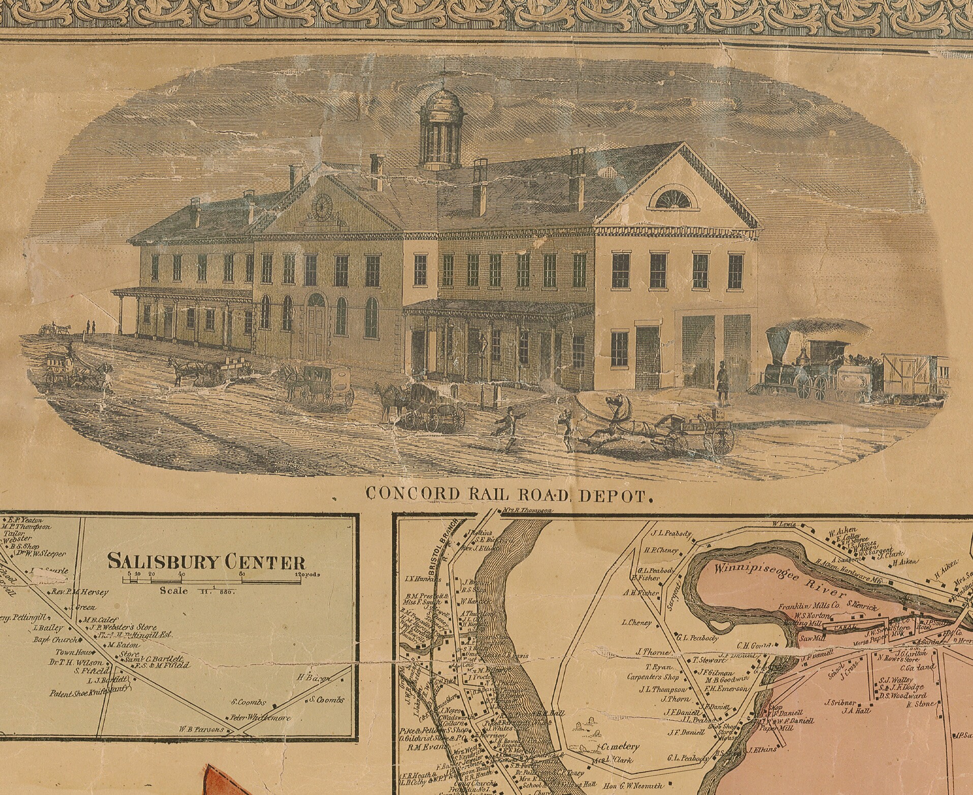 Merrimack County New Hampshire 1858 Old Wall Map Reprint | Etsy