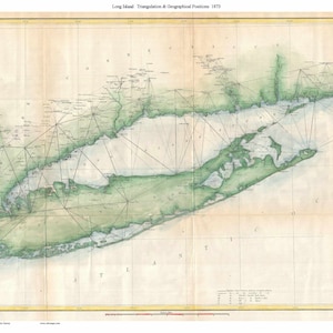 Long Island & Southern Connecticut - 1873 - Survey Triangulation Map ...