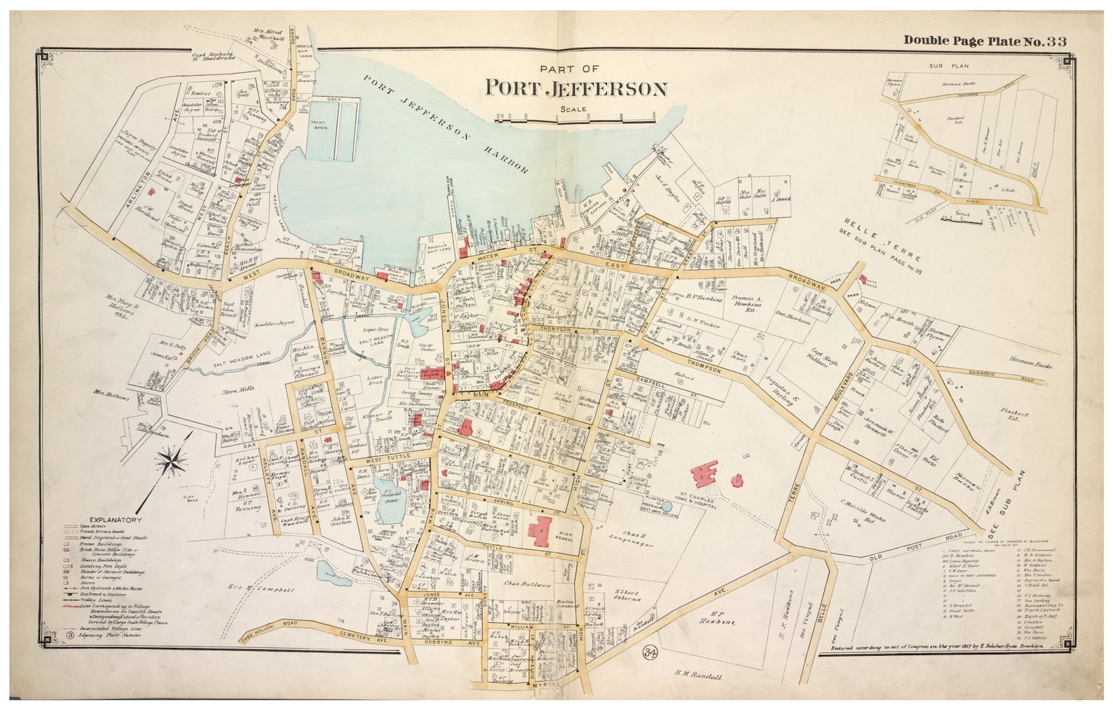 Port Jefferson Village 1917 Long Island New York Suffolk Co Atlas V1 ...