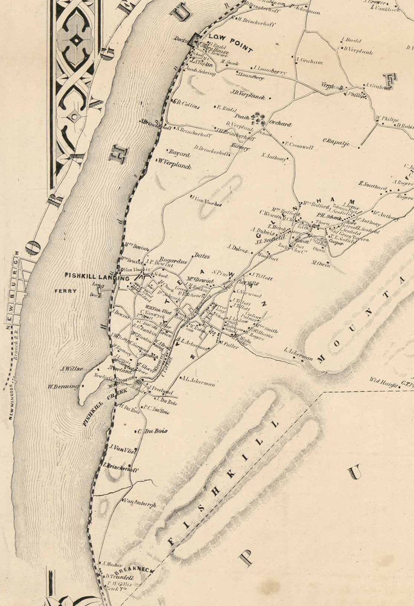 Dutchess County New York 1850 - Old Wall Map Reprint With Homeowner ...