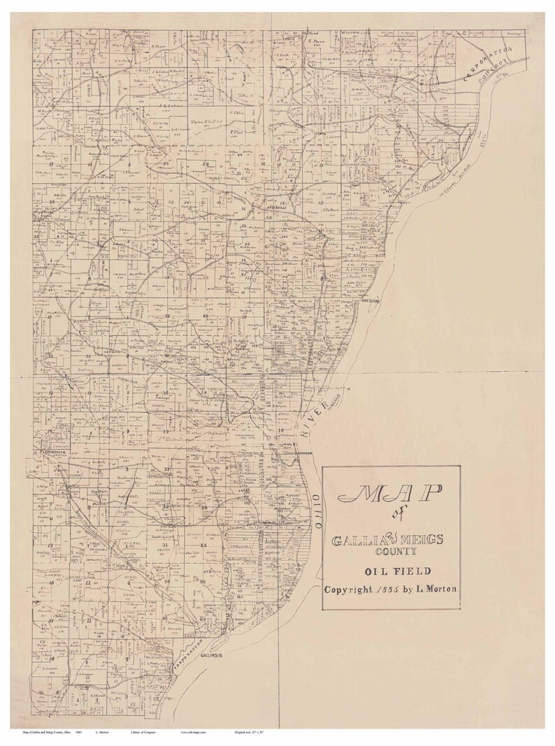 Gallia and Meigs County Ohio 1885 Old Wall Map Oil Field - Etsy.de