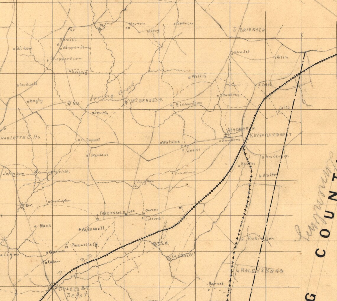 Charlotte County Virginia 1860x Old Wall Map With Homeowner - Etsy
