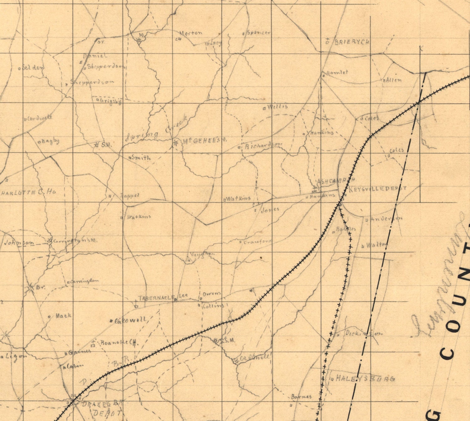 Charlotte County Virginia 1860x Old Wall Map With Homeowner | Etsy