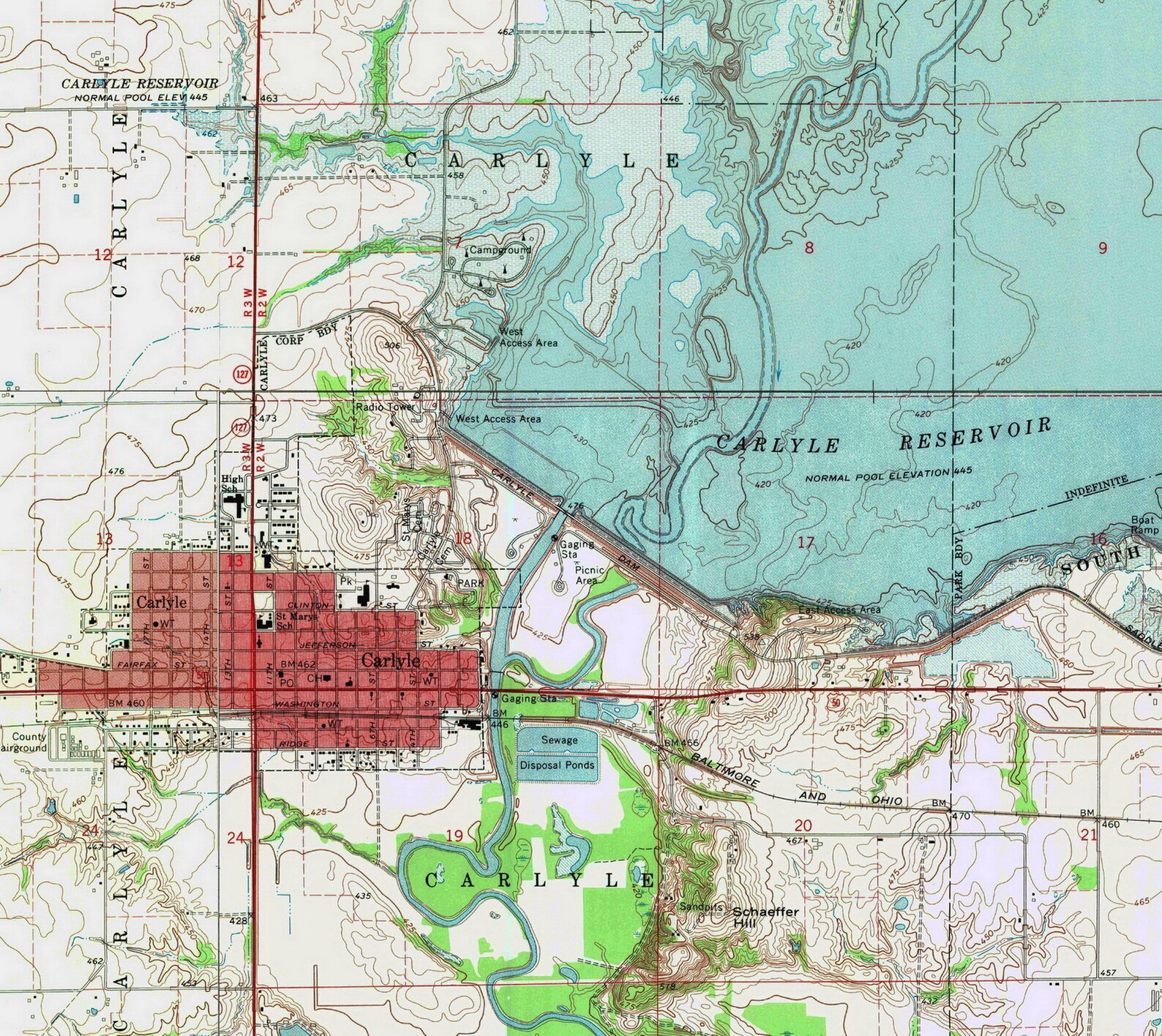 Carlyle Lake 1974 USGS Old Topographic Map Custom Composite - Etsy