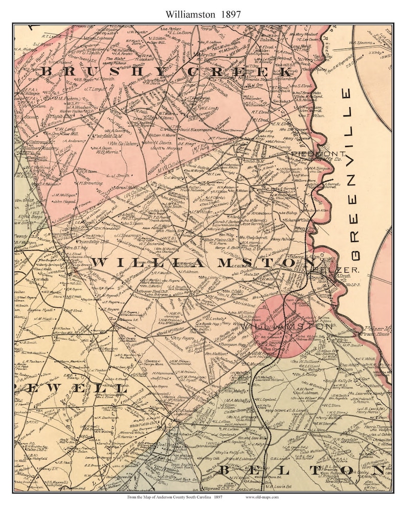 Williamston 1897 Old Town Map With Homeowner Names South | Etsy