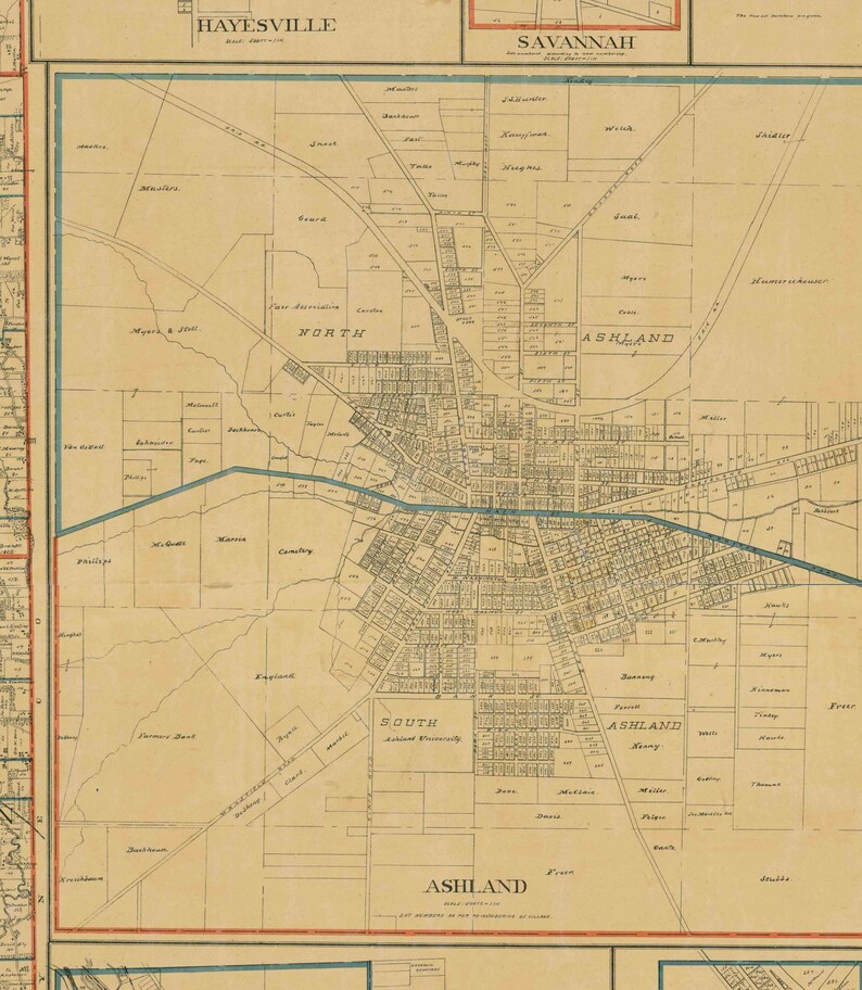 Ashland County Ohio 1897 - Old Wall Map Reprint With Homeowner Names ...
