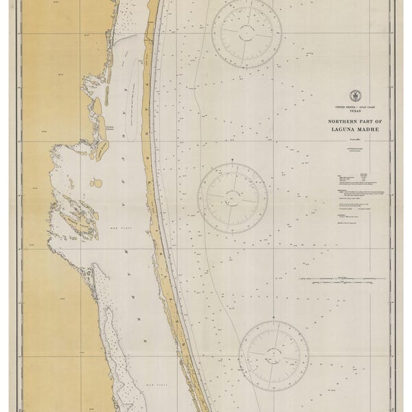 Nautical Map of Laguna Madre - Etsy