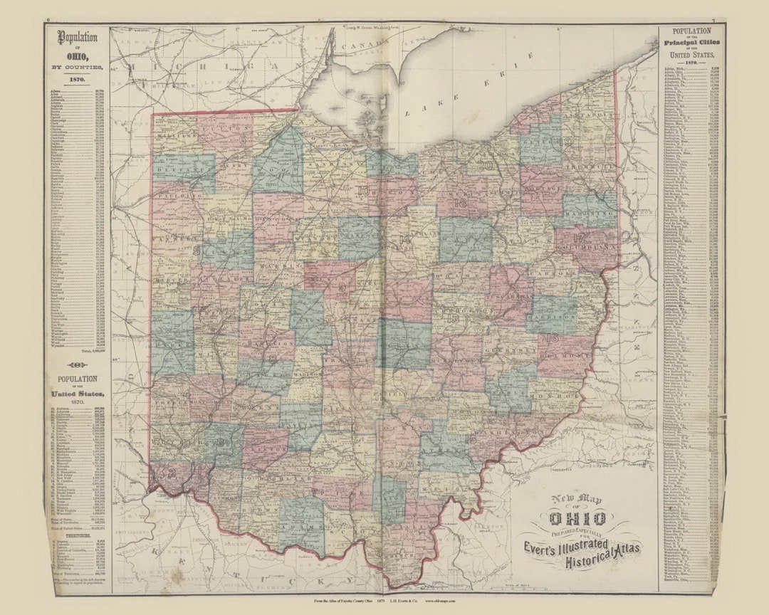 Ohio State 1875 - Old Town Map Reprint - Fayette County Ohio ...