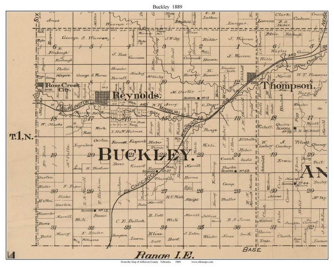 Buckley 1889 Old Town Map With Homeowner Names - Reynolds Thompson ...
