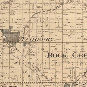 Jefferson County Nebraska 1889 - Old Wall Map Reprint With Landowner ...