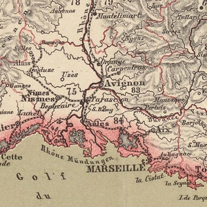 France 1871 - German Map of France With Detailed Topography -- Old Map ...