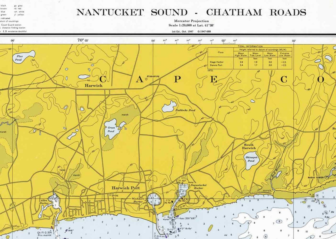 Chatham Roads Nantucket Sound 1972 Nautical Map | Etsy