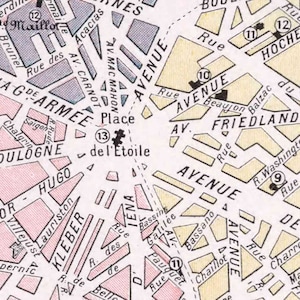Old Map of Paris 1900 France -- Larousse Atlas -- Detailed Index ...