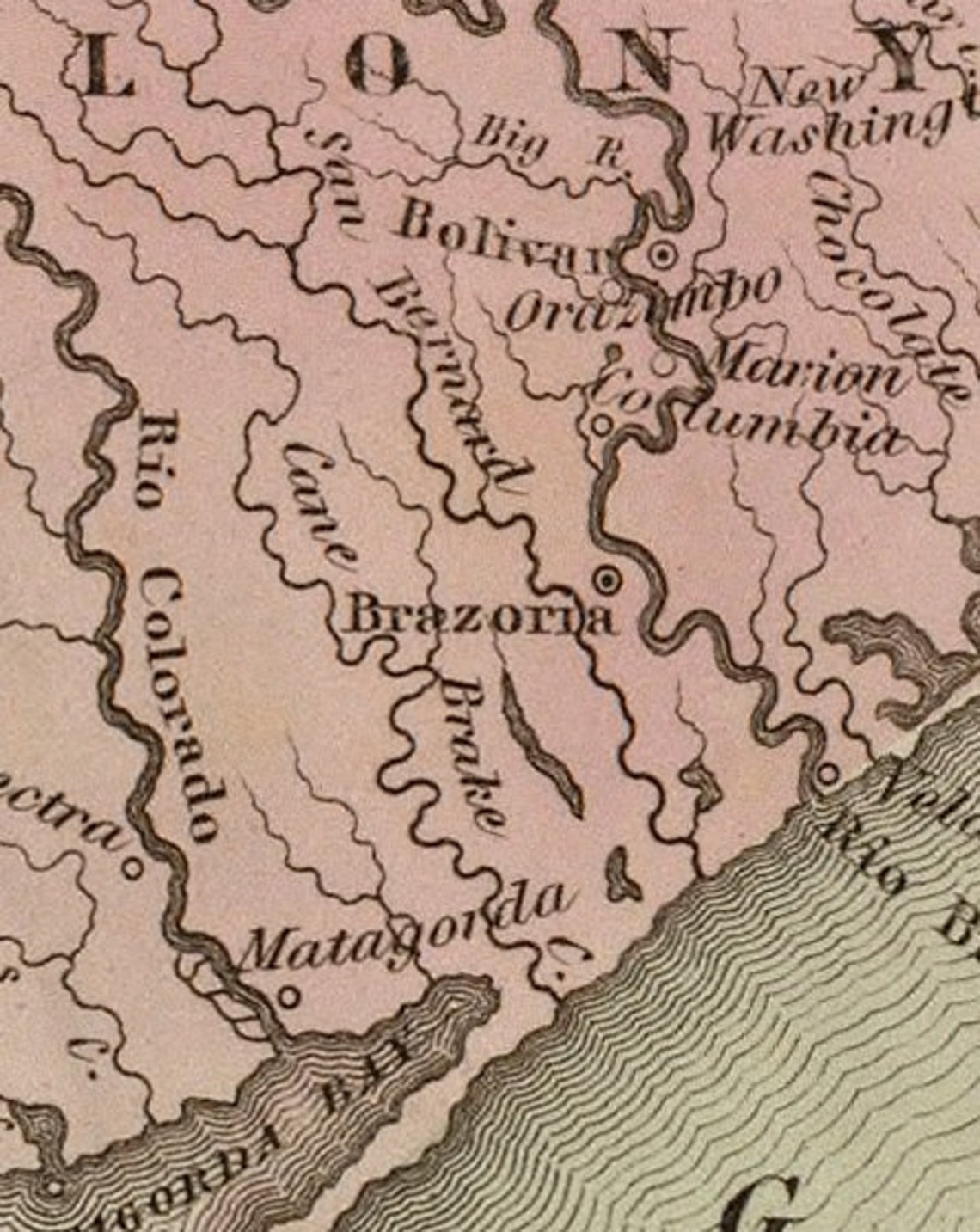 Texas 1838 State Map T.G. Bradford Indian Territories and - Etsy