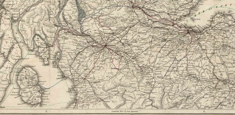 Scotland 1855 Old Map Hall Railroads & Ferries Reprint - Etsy