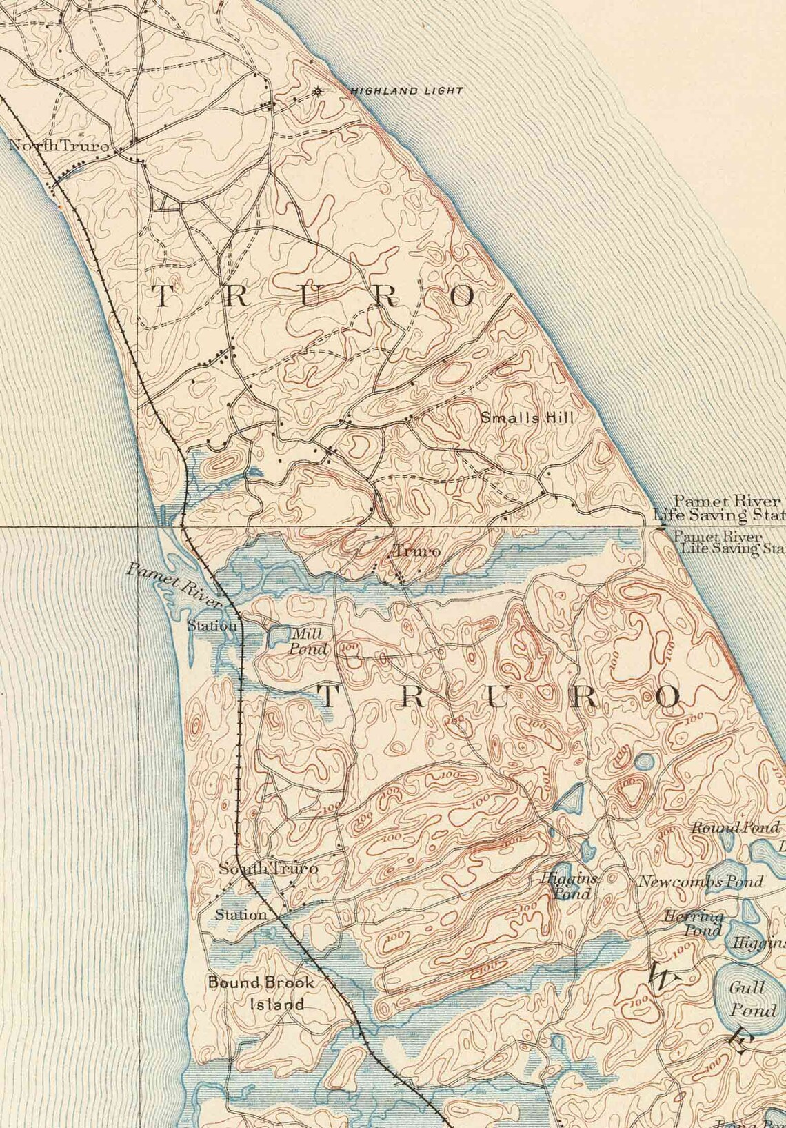Cape Cod Regions OUTER CAPE 1890 Massachusetts USGS Old Topographic Map ...