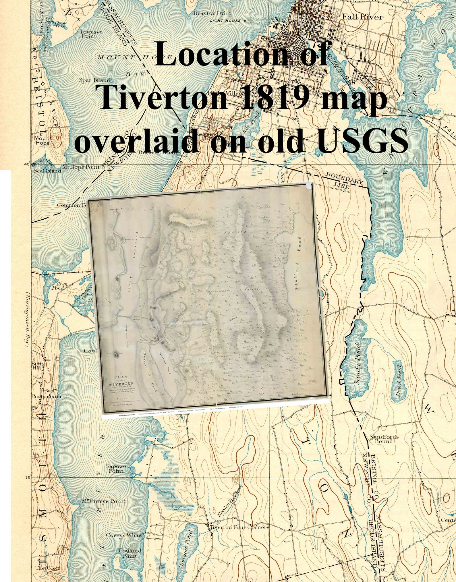 Tiverton Rhode Island 1819 Map House Locations Land Features - Etsy