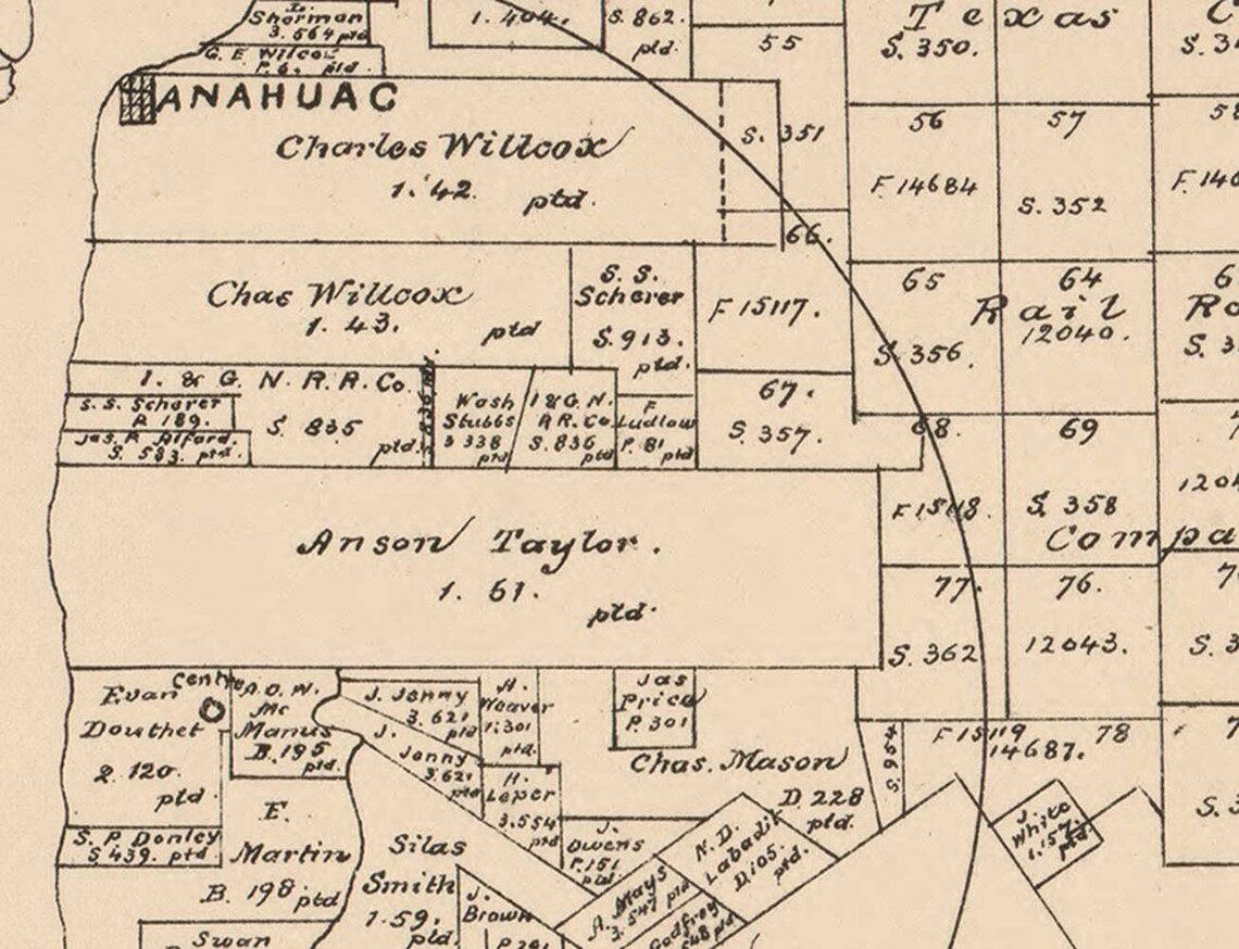 Chambers County Texas 1879 Old Wall Map Reprint With Land - Etsy