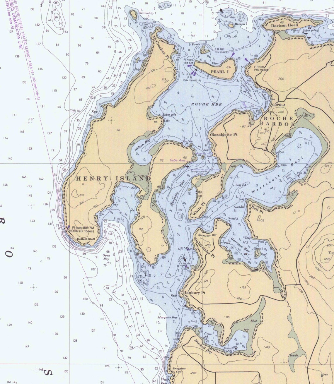 Haro Strait 1981 Nautical Map Washington Reprint PC Harbors - Etsy