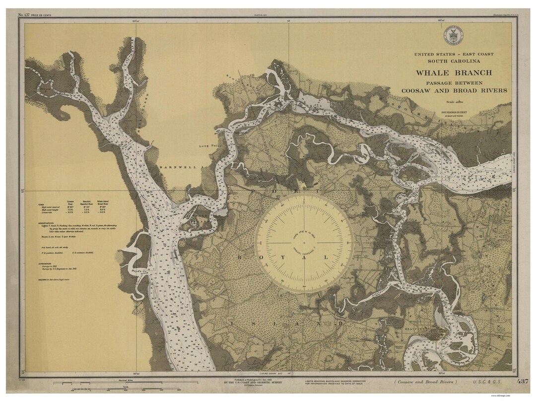 Whale Branch 1931 Map-old Nautical Chart-south Carolina-reprint ...
