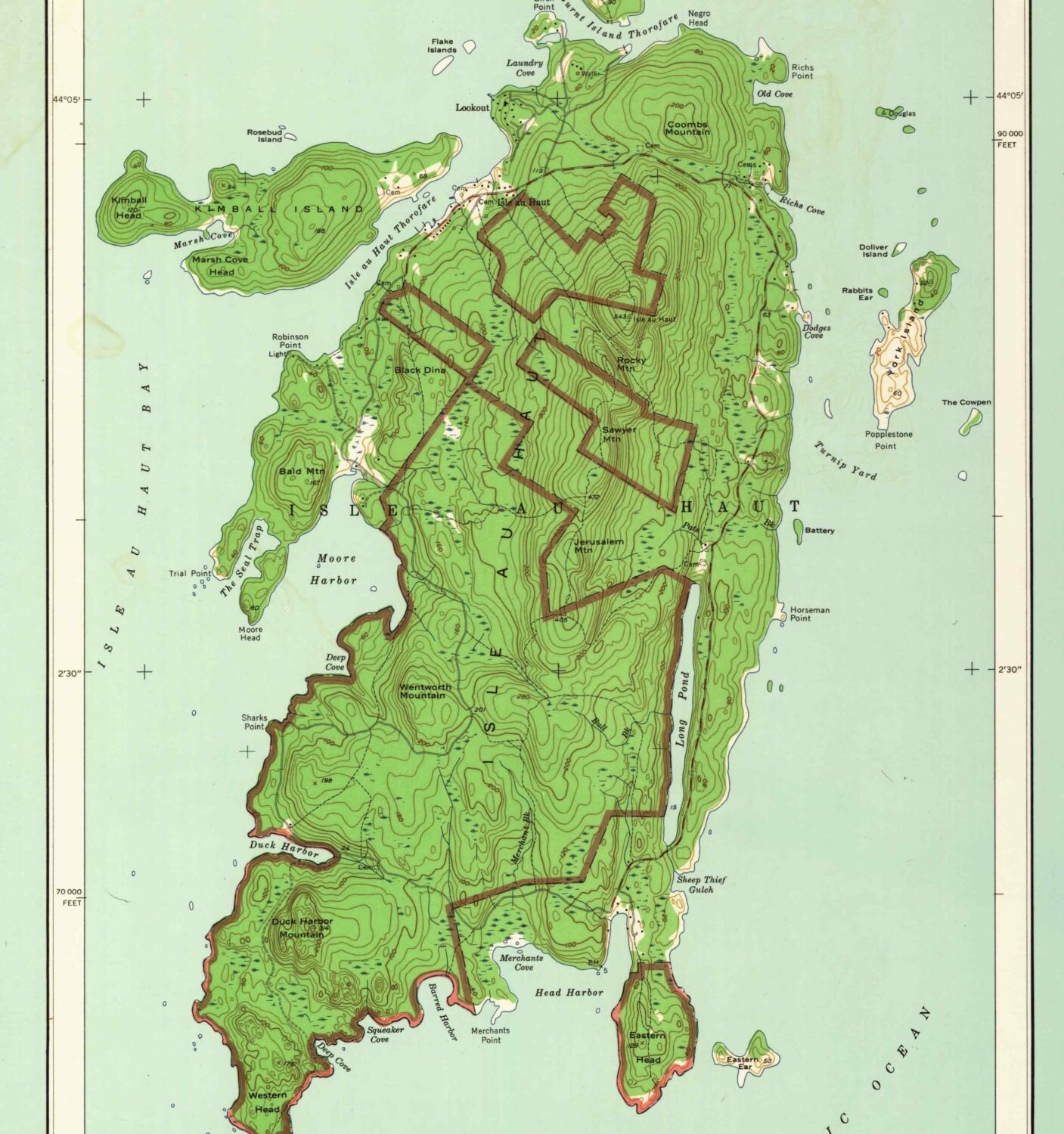 Acadia National Park 1956 Old Wall Map Maine Reprint LC MDI - Etsy