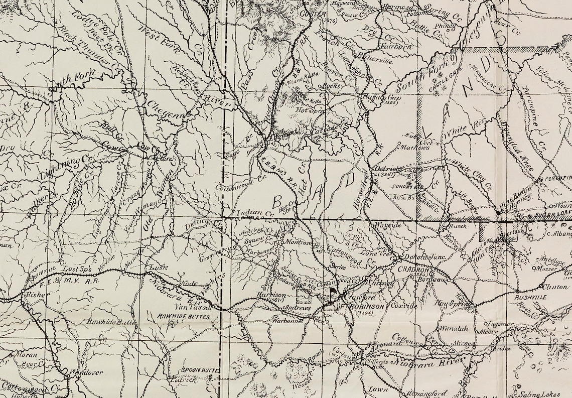 Rosebud and Pineridge Reservations 1890 Old Map Reprint | Etsy