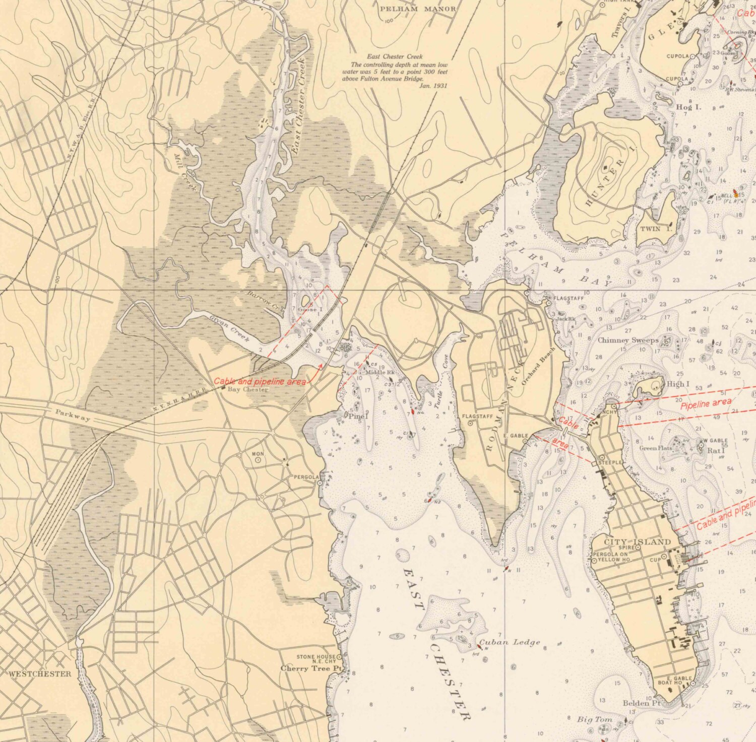 Hempstead Harbor to Tallman Island, NY 1934 Nautical Map Long Island ...