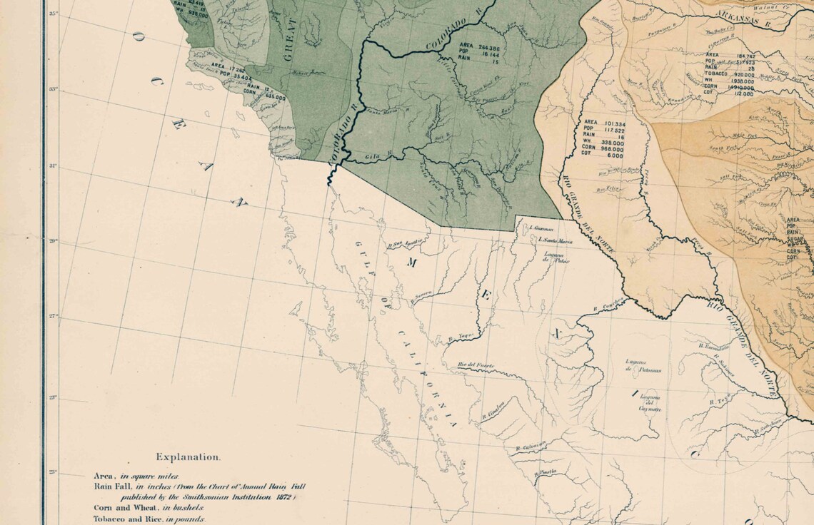 USA Rivers Map 1872 Reprint 9th Census Atlas - Etsy