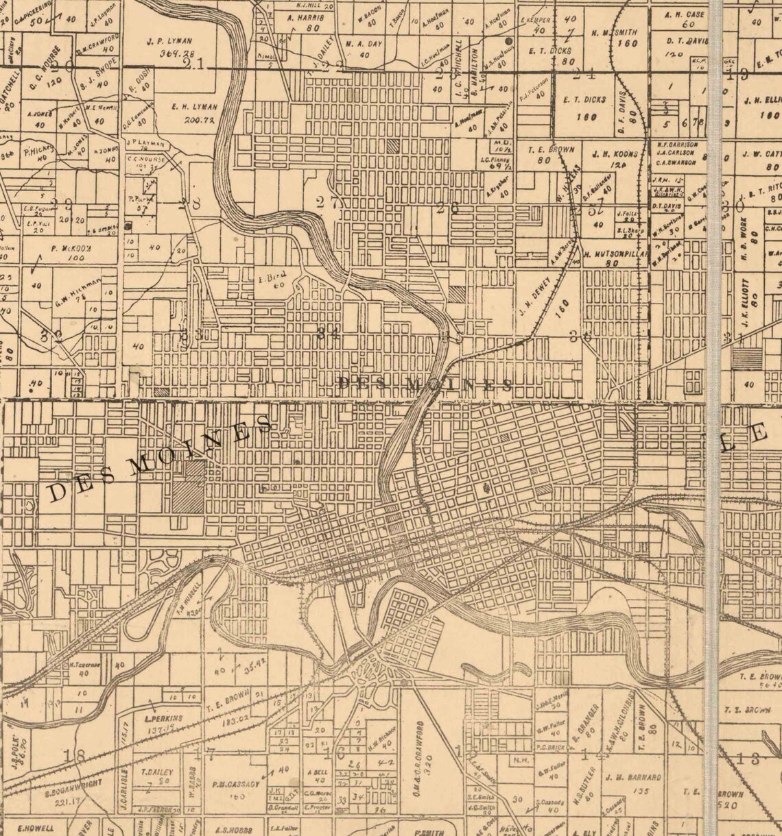 Polk County Iowa 1895 Old Wall Map With Landowner Names Farm - Etsy