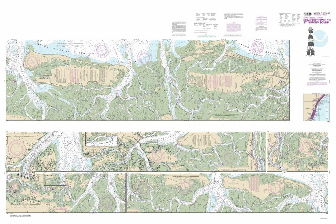 Beaufort River & St Simons Sound - 2015 - Old Map Nautical Chart ...