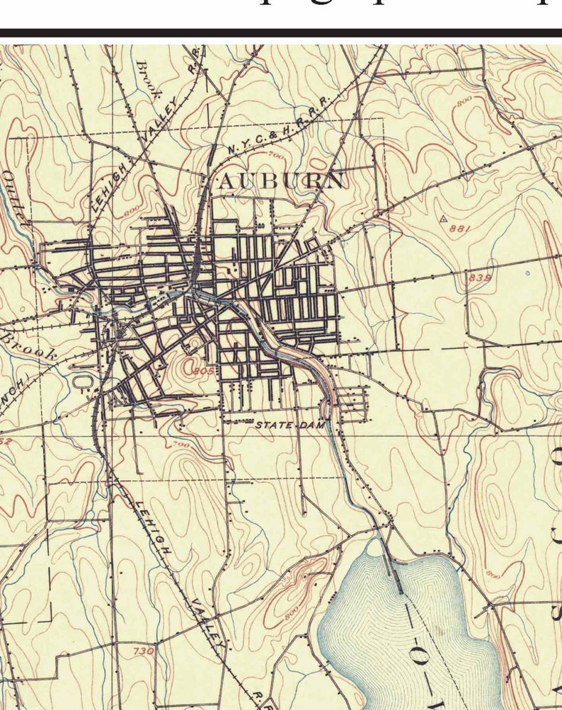 Owasco Lake 1902 USGS Old Topographic Map Custom Composite | Etsy