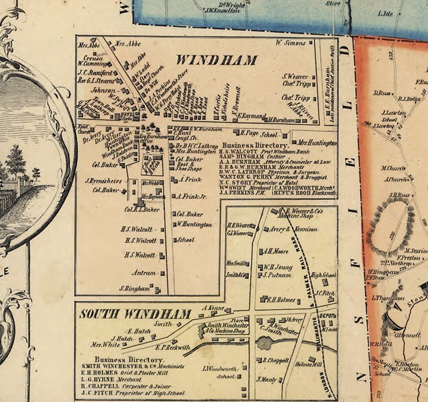 Windham County Connecticut 1856 Old Wall Map Reprint with | Etsy