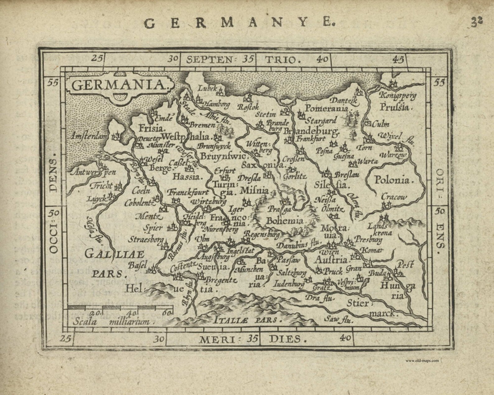 Germany 1603 Old Map Europe - Etsy
