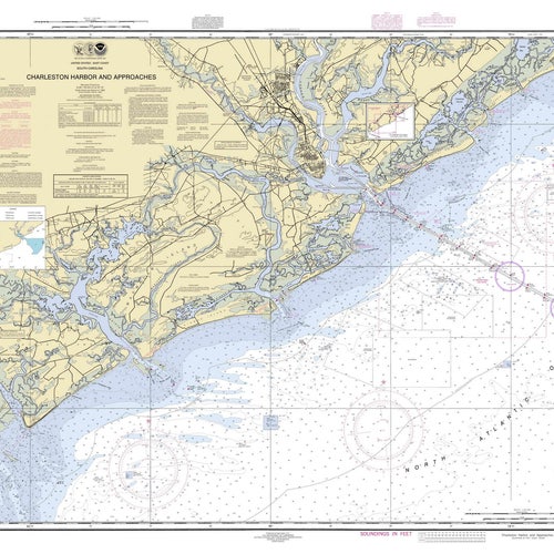 Charleston Harbor and Approaches Map South Carolina Chart - Etsy