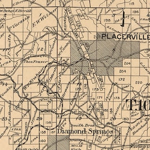 El Dorado County California 1895 - County Old Wall Map Reprint With ...