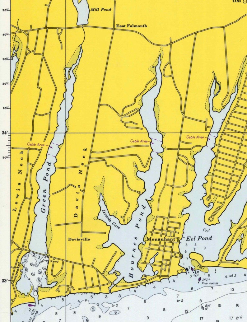 Osterville to Green Pond East Falmouth MA 1971 Nautical - Etsy