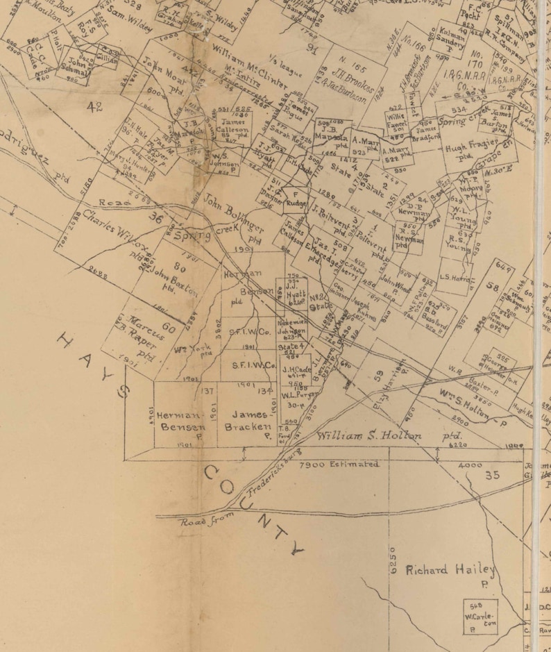 Travis County Texas 1880 Old Wall Map Reprint With Land - Etsy