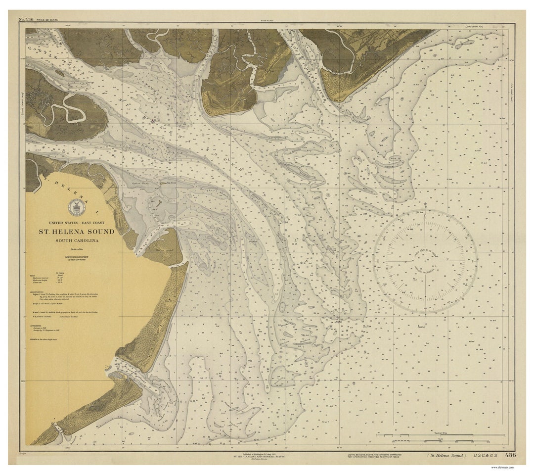 St Helena Sound 1931 Map-old Nautical Chart-south Carolina-reprint ...