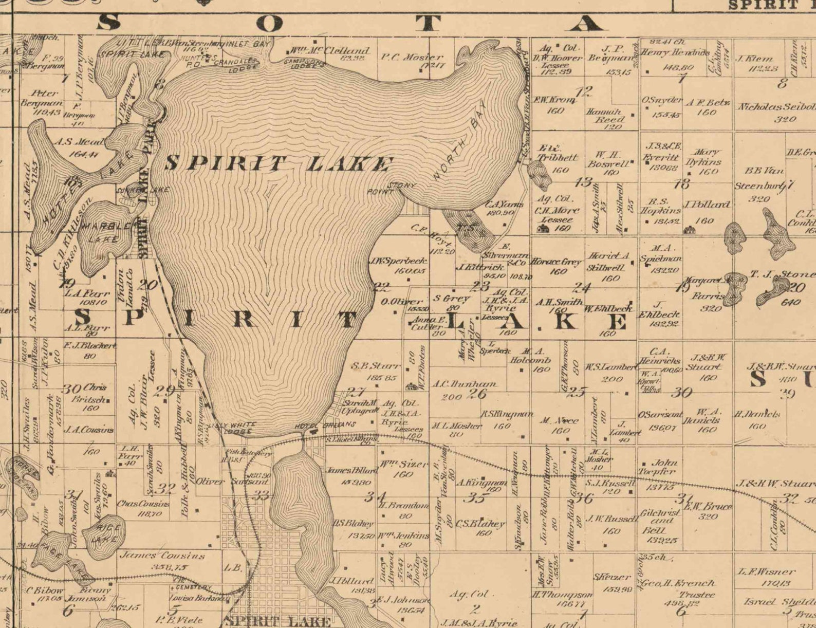 Dickinson County Iowa 1883 Old Wall Map with Landowner Names | Etsy