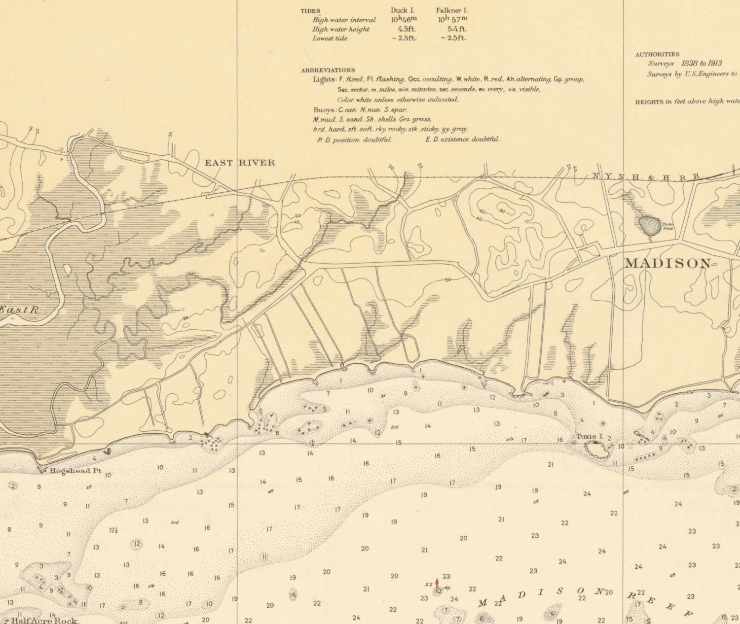 Duck Island to Madison Reef 1924 Connecticut north - Etsy