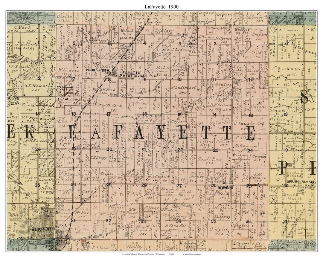 La Fayette 1900 - Old Town Map With Homeowner Names - Bowers Peoks ...