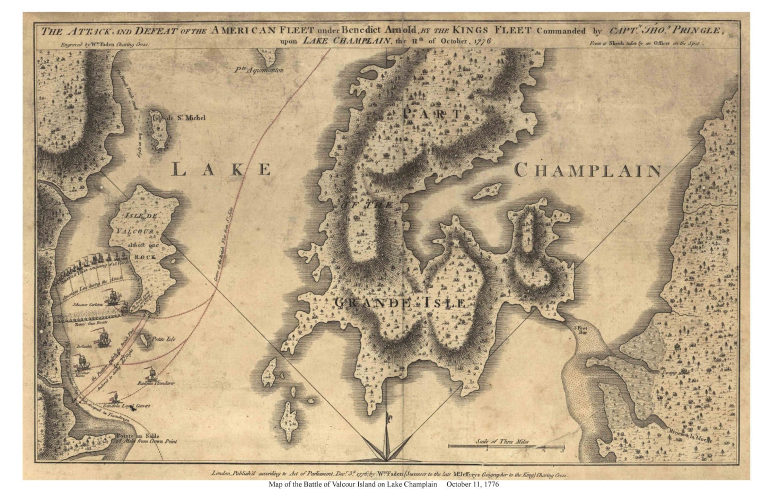 Lake Champlain Valcour Battle 1776 Map Manuscript Custom | Etsy