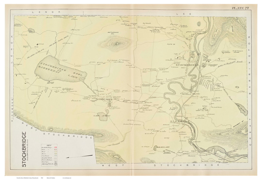 Stockbridge 1904 Old Town Street Map Reprint Berkshire Co ...
