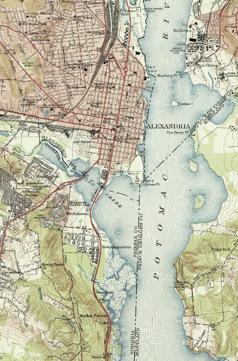 Washington DC Area 1951 Old Topographic Map USGS Custom - Etsy