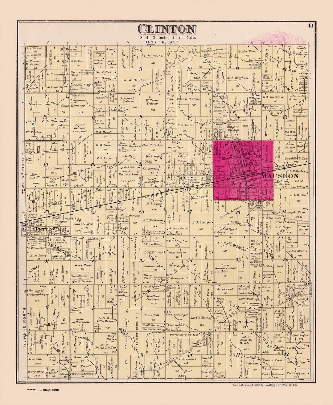 Clinton 1888 - Old Town Map Reprint - Fulton County, Ohio - Homeowner ...