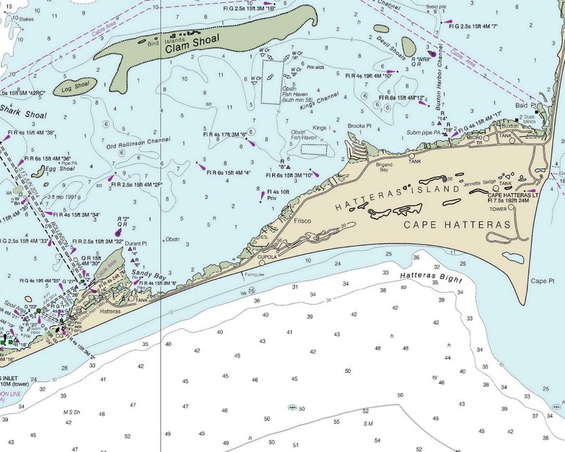 Outer Banks Cape Lookout to Cape Hatteras 2015 Nautical Map - Etsy
