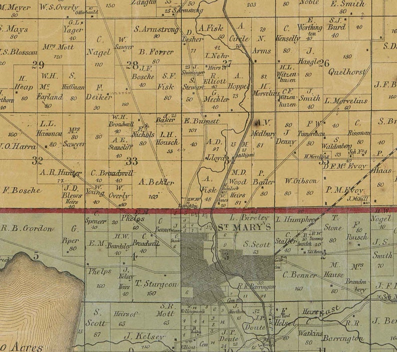 Auglaize County Ohio 1860 Old Wall Map Reprint With - Etsy