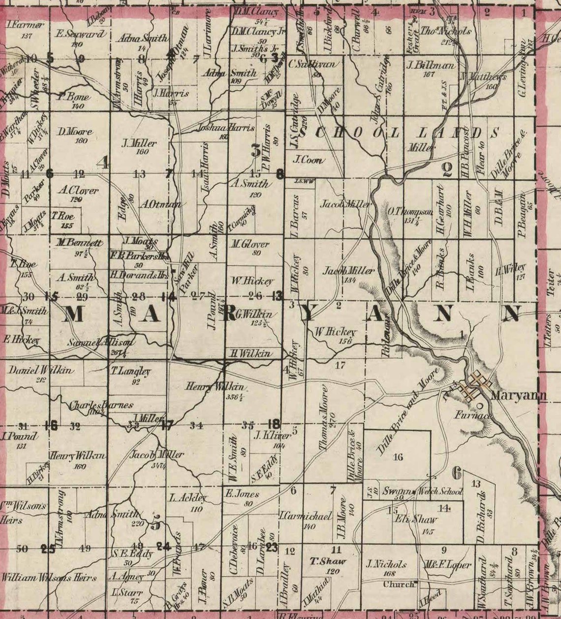 Licking County Ohio 1854 Old Wall Map Reprint With Homeowner - Etsy