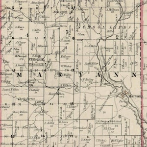 Licking County Ohio 1854 - Old Wall Map Reprint With Homeowner Names ...