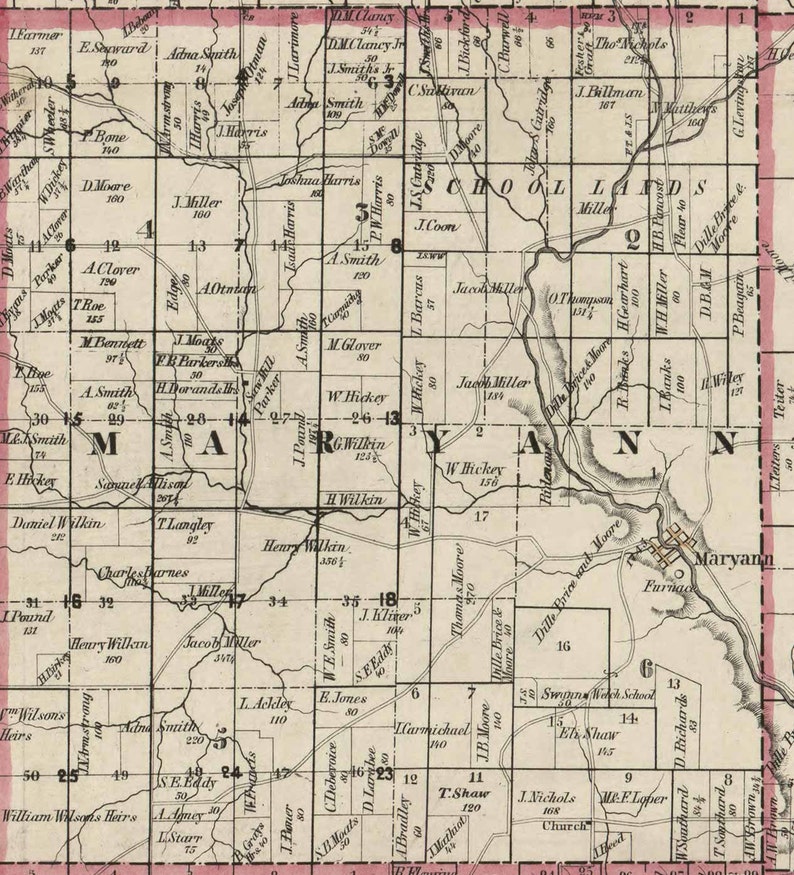 Licking County Ohio 1854 Old Wall Map Reprint With Homeowner - Etsy
